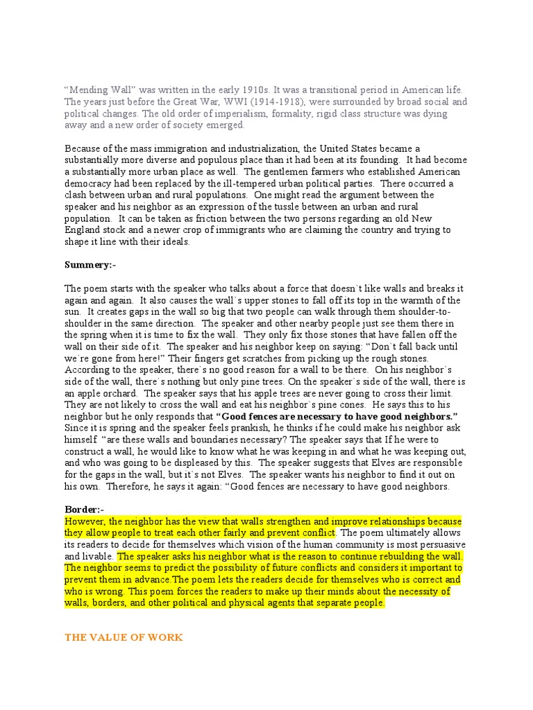 Mending Wall 3 | PDF | Poetry | Rhyme