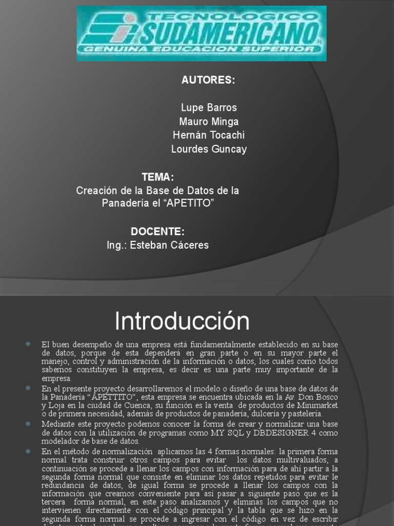 Base de Datos de Una Panaderia | PDF