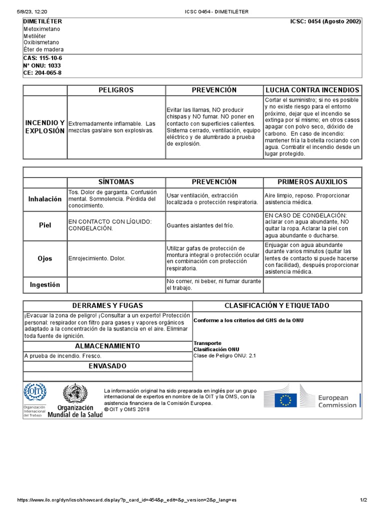 Guía de Seguridad del Dimetiléter | PDF | Combustión | Agua