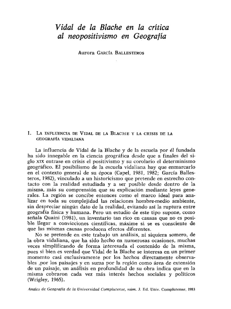 Garcia Ballesteros Vidal de La Blache | PDF
