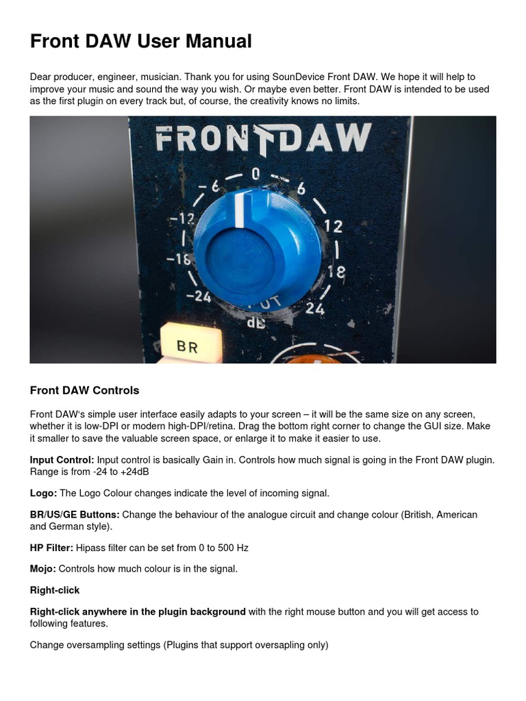 Front DAW User Manual | PDF
