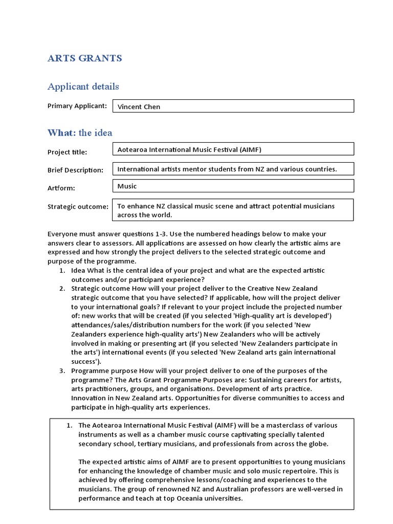 Arts Grants | PDF | Concert | Chamber Music