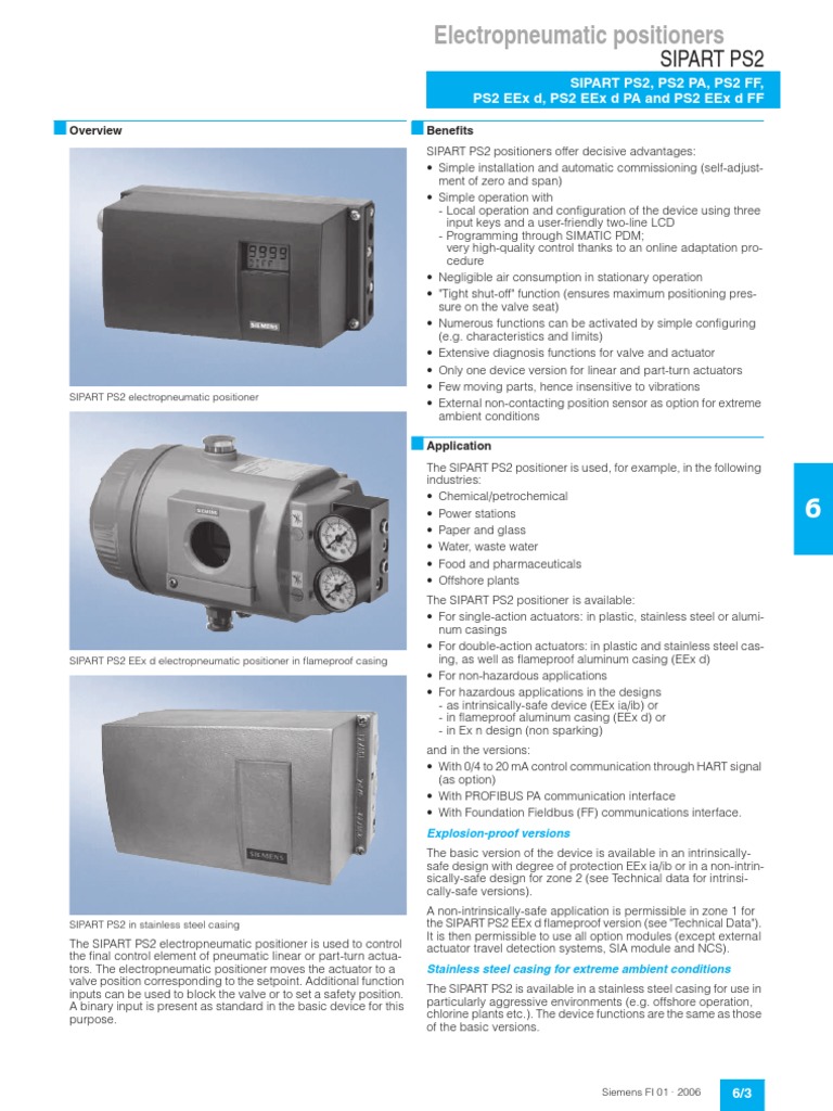 Siemens SiPart PS2 Positioner | PDF | Actuator | Valve