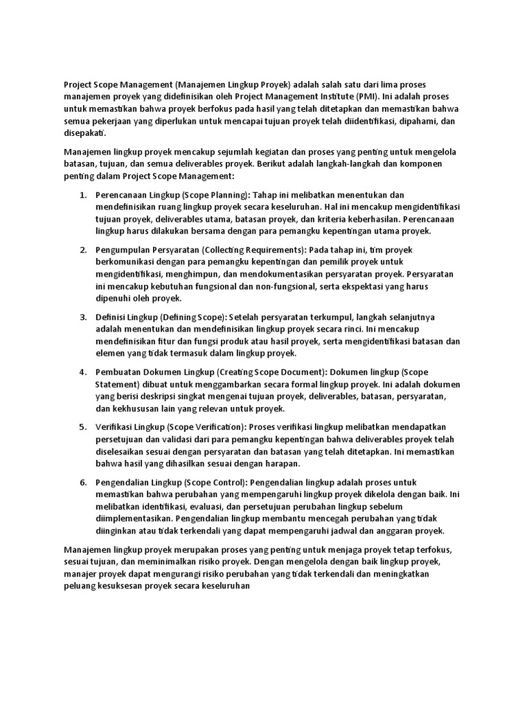 Project Scope Management | PDF