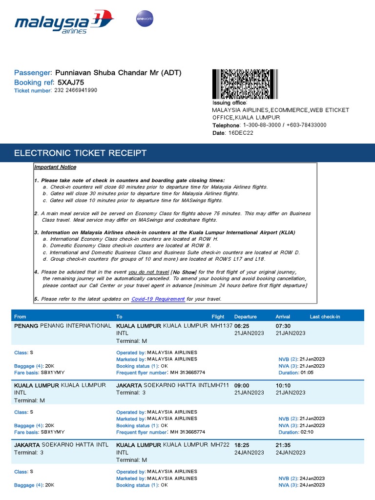 Your Electronic Ticket-EMD Receipt | PDF | Aviation | Transport