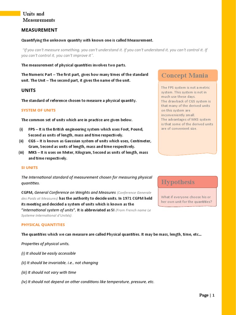 Units and Measurements | PDF | Significant Figures | International ...