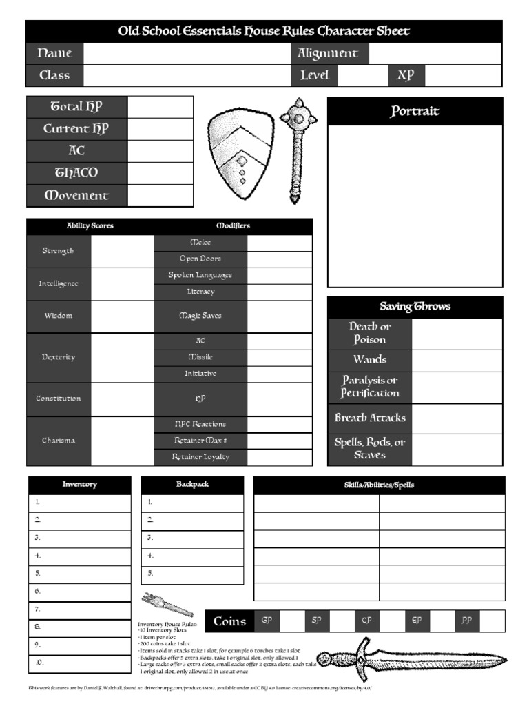 Old School Essentials Character Sheet | PDF | Entertainment | Gaming