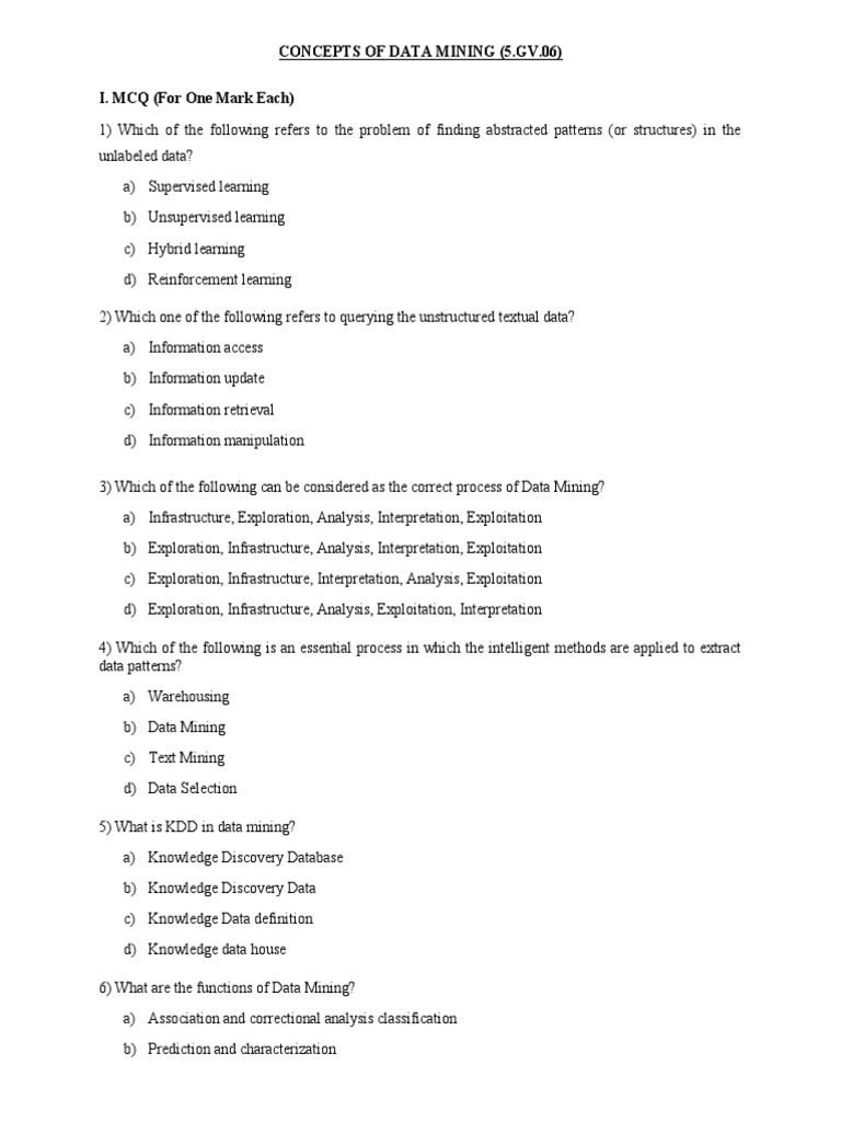 Aie - Concept of Data Mining | PDF | Data Mining | Cluster Analysis