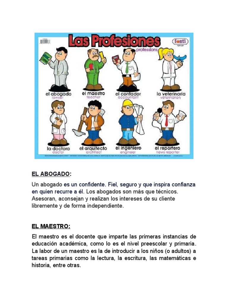 Profesiones Explicadas para Niños | PDF
