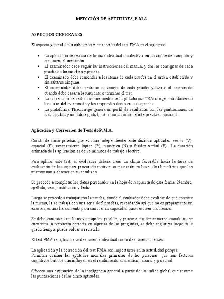 Medición de Aptitudes PMA - Daniela | Descargar gratis PDF ...