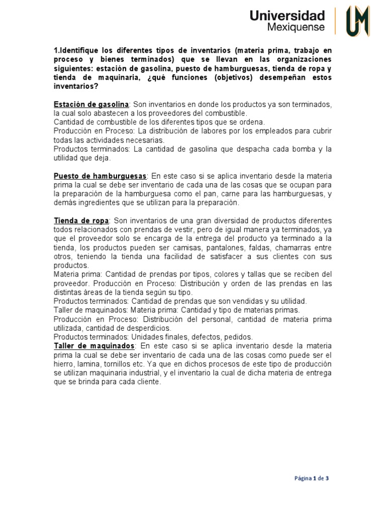 Tarea 10. | PDF | Inventario | Ropa