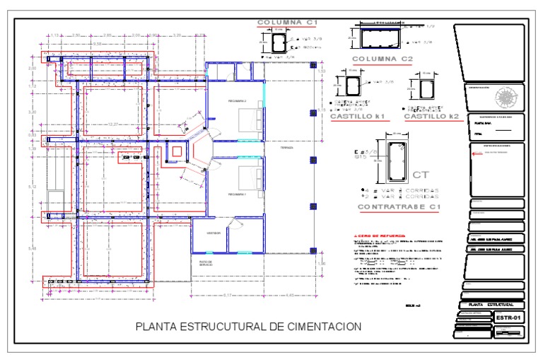 Planta Estructural de Cimentacion-1 | PDF