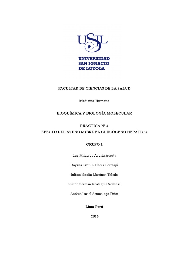 Practica 4 LAB Grupo 1 PDF | PDF | Glucógeno | Espectrofotometria