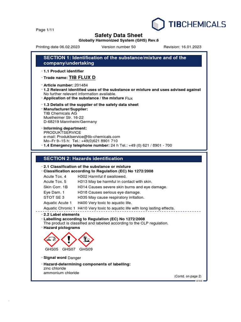 SDS 201484 (Wwe En) | PDF | Chemistry | Occupational Safety And Health