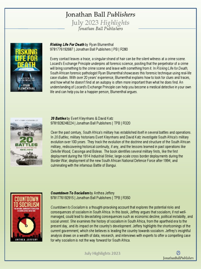 July 2023 Highlights from Jonathan Ball | PDF | History