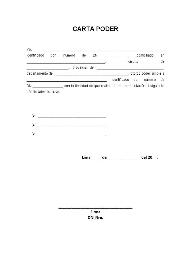 Carta Poder Simple | PDF | Finanzas y dinero
