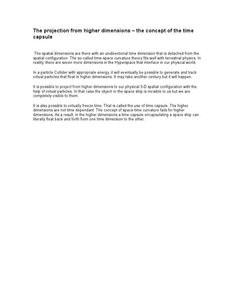 The Projection From Higher Dimensions | PDF