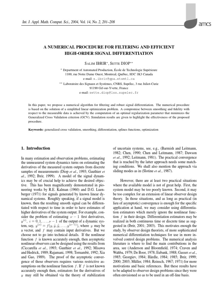 A Numerical Procedure For Filtering | PDF A Numerical Procedure For Filtering | PDF