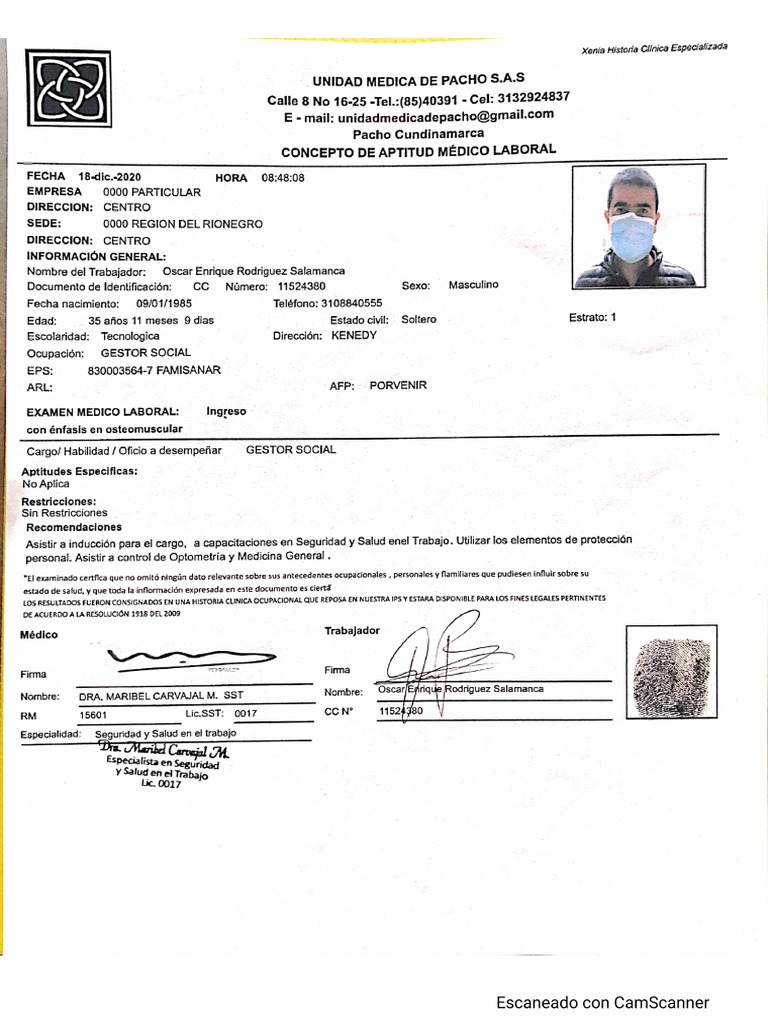 Exámen Médico Ocupacional Pdf