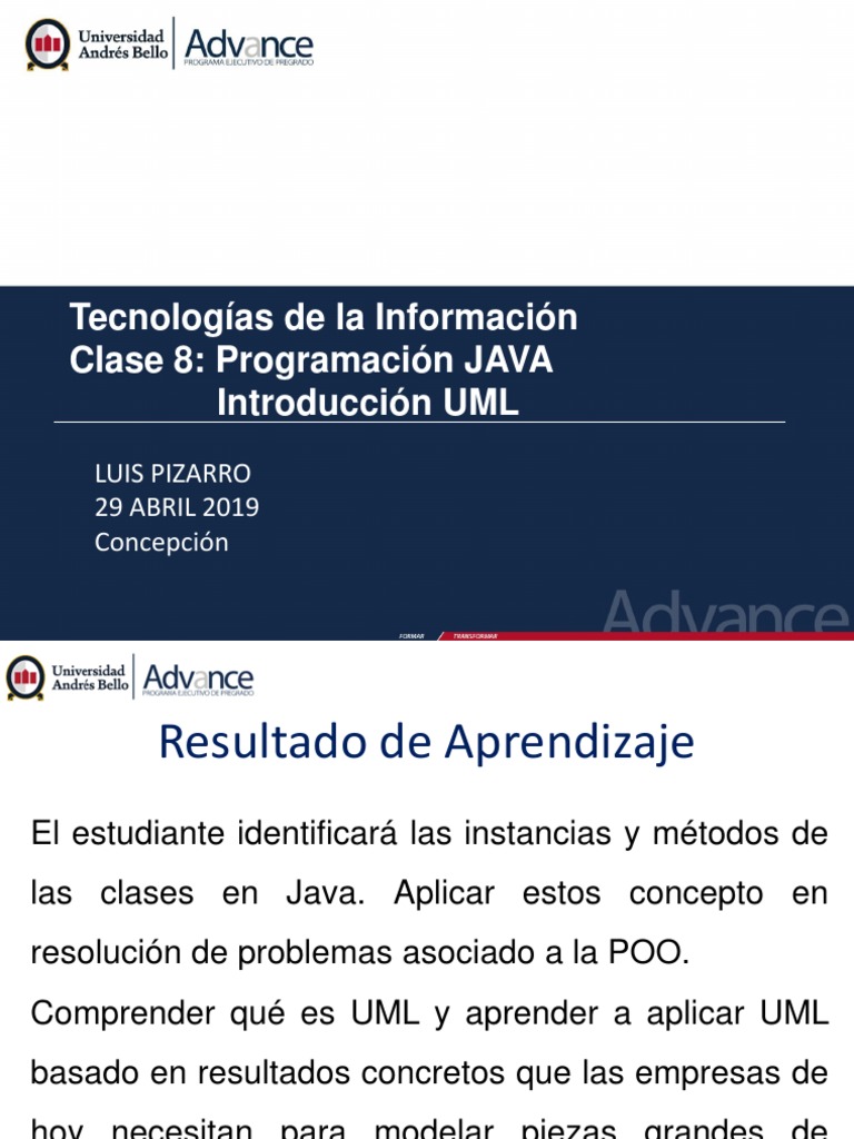 Clase 8 - 1 JAVA - UML | PDF | Objeto (informática) | Java (lenguaje de programación)