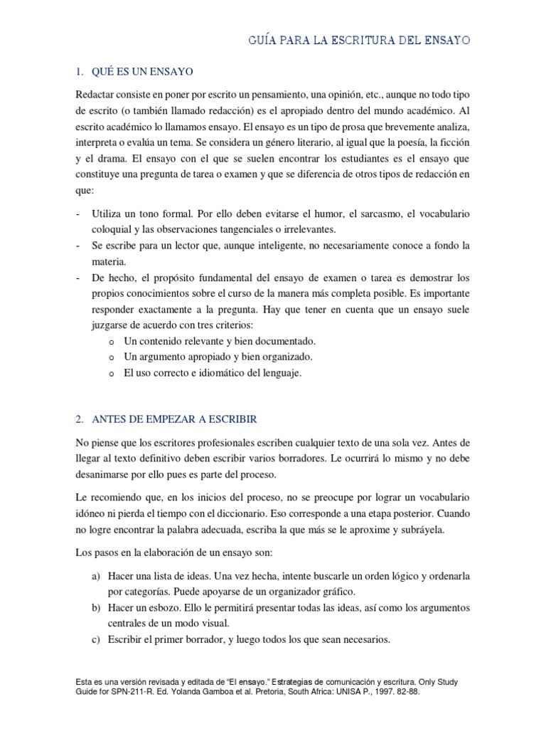 Guía para Escribir un Ensayo Académico | PDF | Ensayos | Razonamiento ...