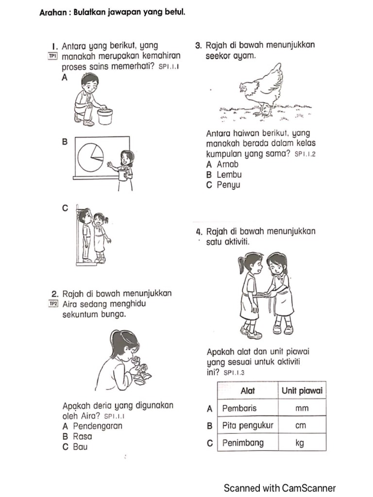 Latihan Sains Tahun 2 | PDF