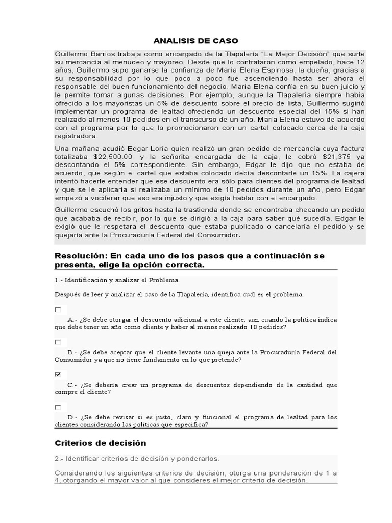 Analisis de Caso de Toma de Decisiones | PDF | Business | Toma de ... Analisis de Caso de Toma de Decisiones | PDF | Business | Toma de ...