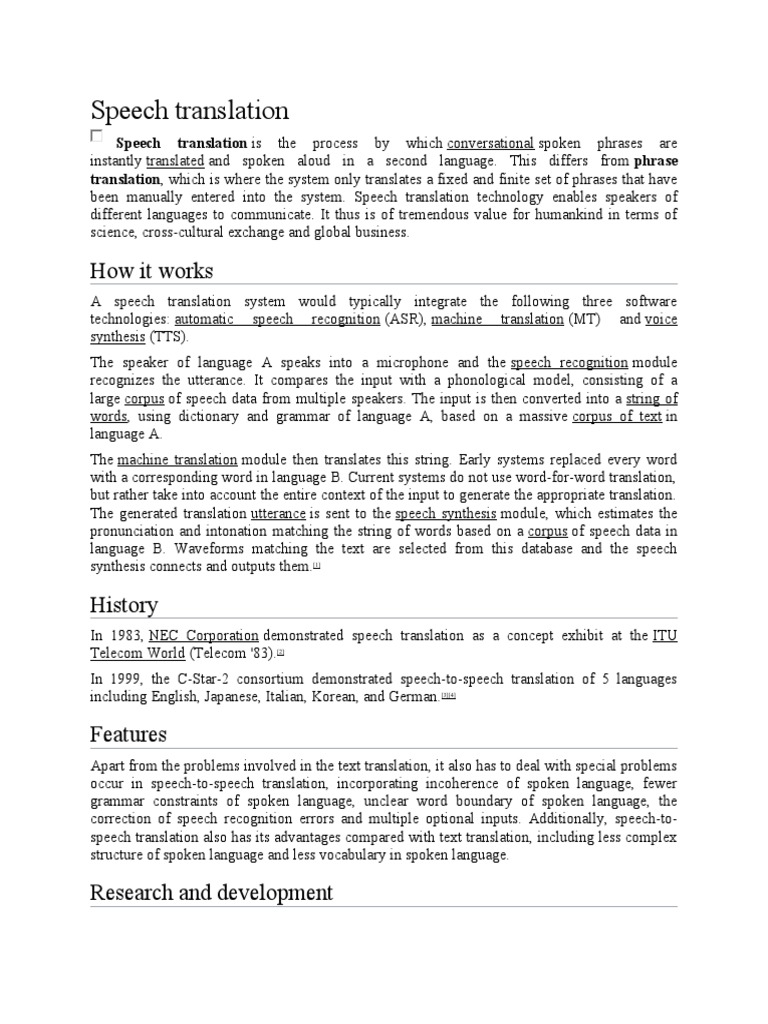 Speech Translation | PDF | Communication | Applied Linguistics Speech Translation | PDF | Communication | Applied Linguistics