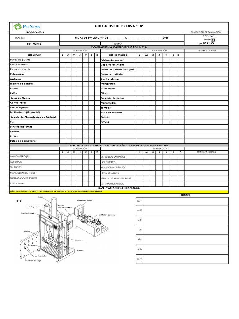 PRO-SGCA-33 Check List de Prensas | PDF | Ingeniería mecánica | Bienes ...