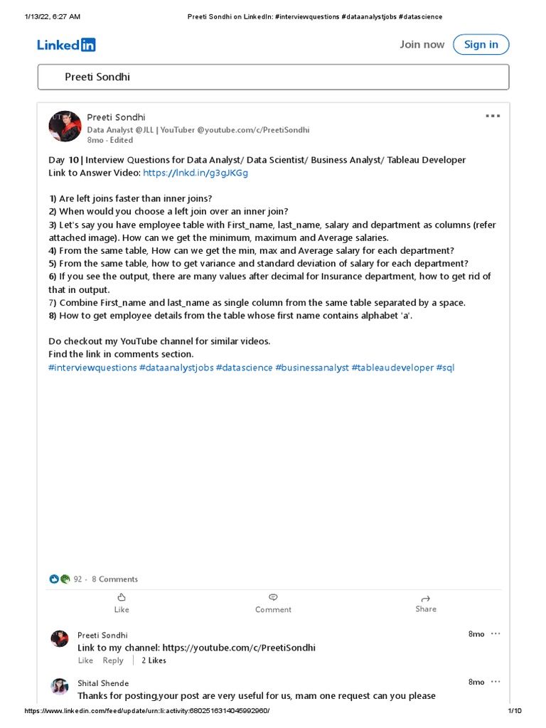 SQL 2 | PDF | You Tube | Linked In