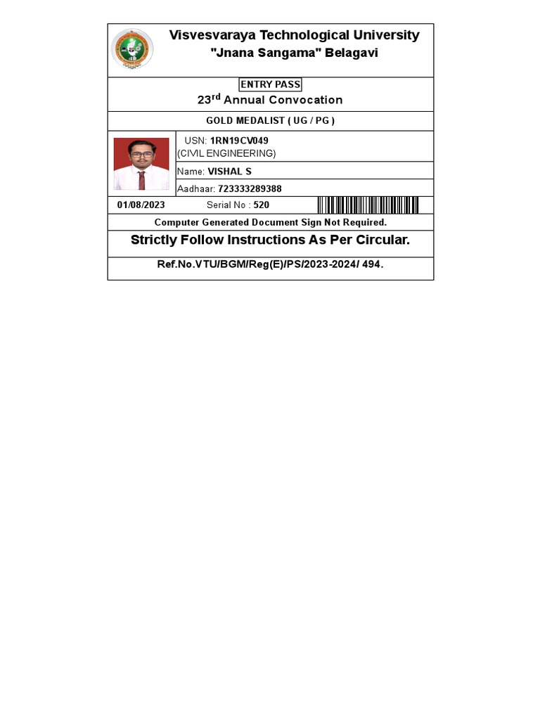 23rd VTU Annual Convocation | PDF