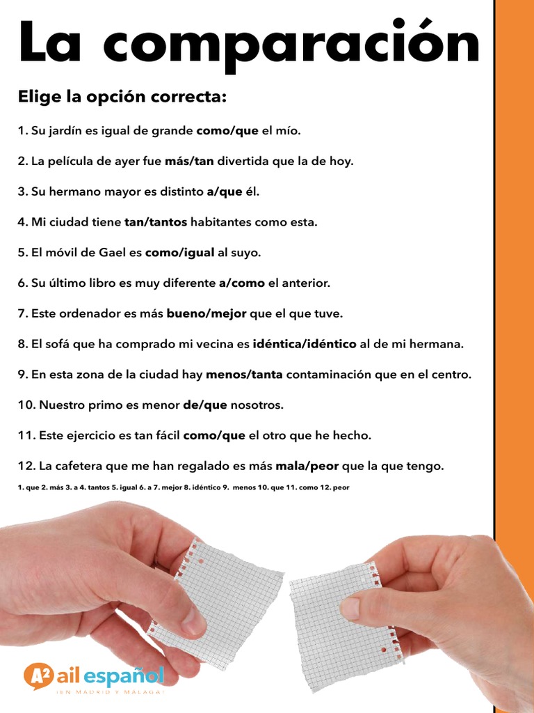 Comparaciones Correctas en Español | PDF | Juegos y actividades