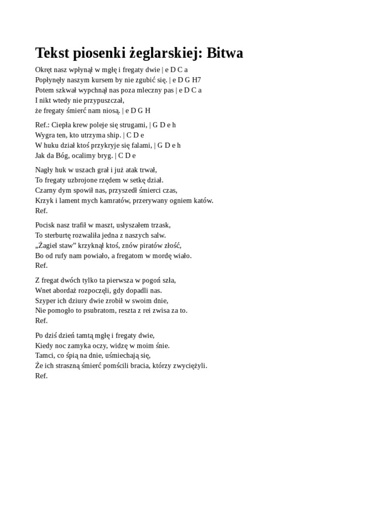 Szanty Bitwa - Tekst | PDF