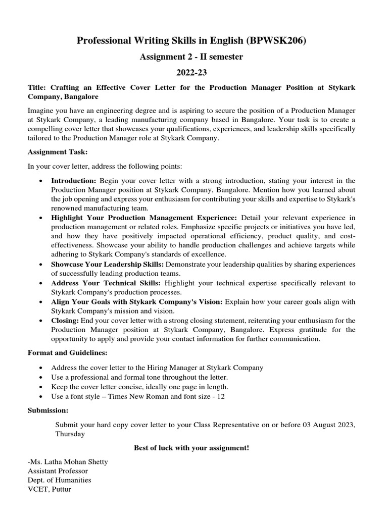 Assignment 2 - Professional Writing Skills in English | PDF ...