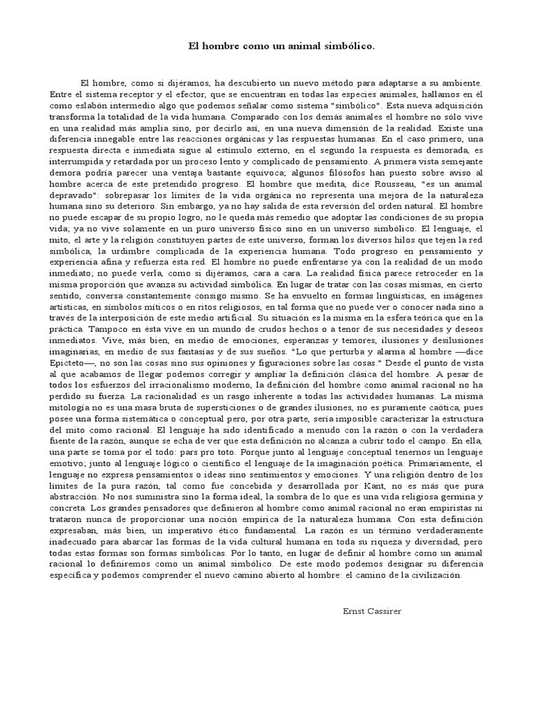 El Hombre Como Un Animal Simbolico | PDF | Razón | Empirismo