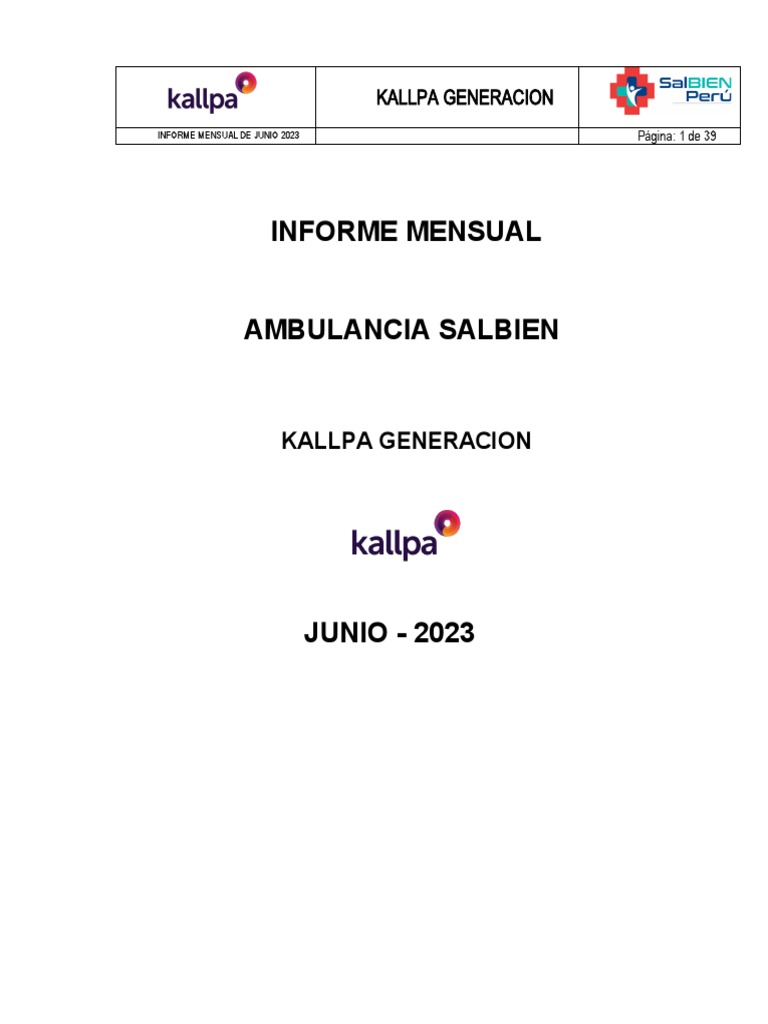 Inf. Kallpa Junio - 2023 | PDF | Medicina | Especialidades Medicas