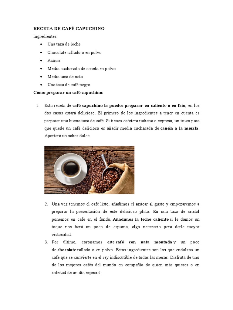 CAPUCHINO | PDF | Cocina, comidas y vino | Relaciones personales ...