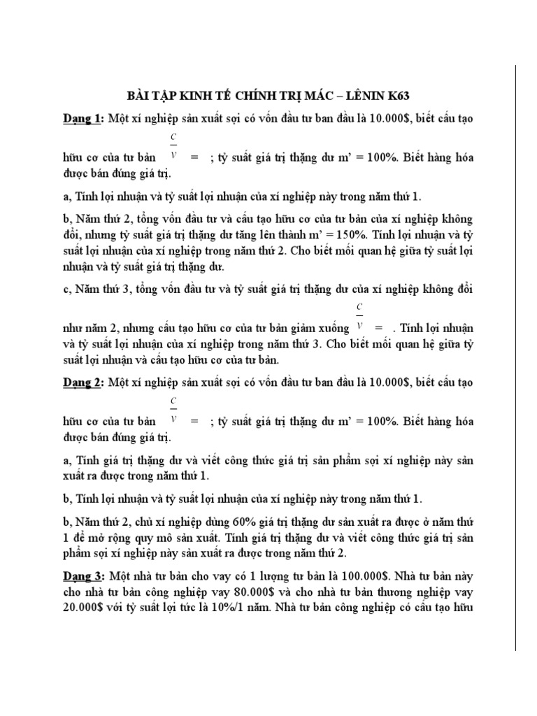 Bai Tap KTCT 1 - 2 - 2023 | PDF