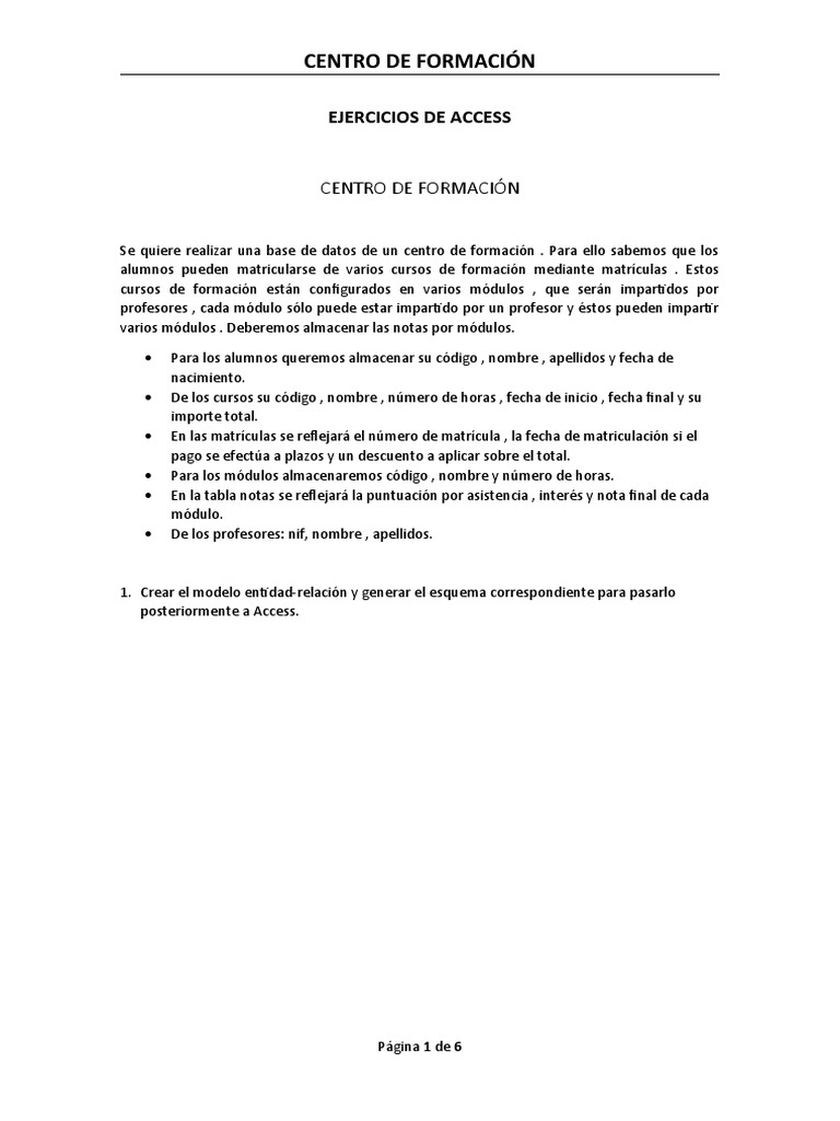 Ejercicios de Access Formacion | PDF