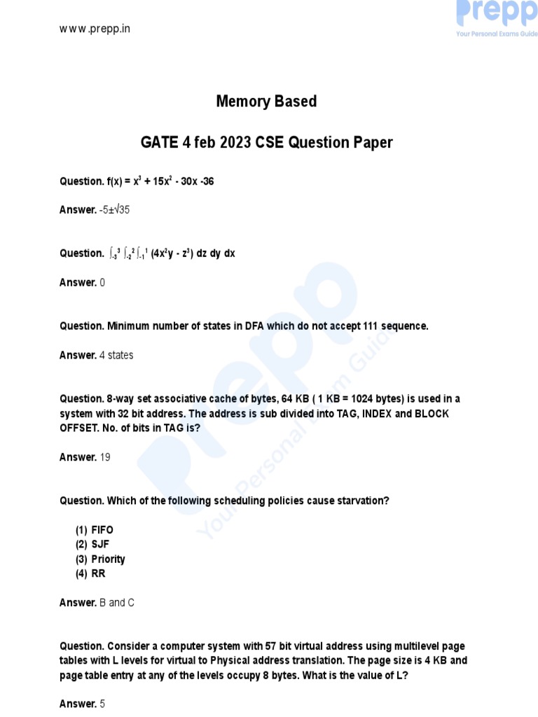 GATE 4 Feb 2023 CSE Question Paper | PDF