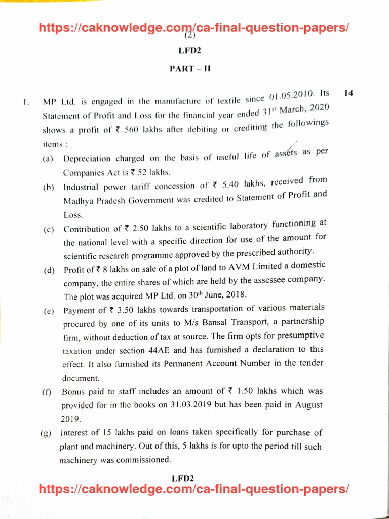 CA Final DT Nov 20 New | PDF | Expense | Trust Law