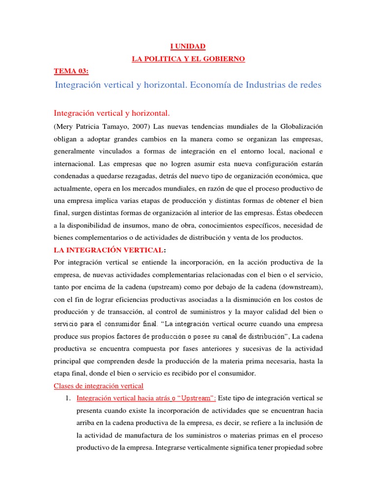 Integracion Vertical y Horizontal | PDF
