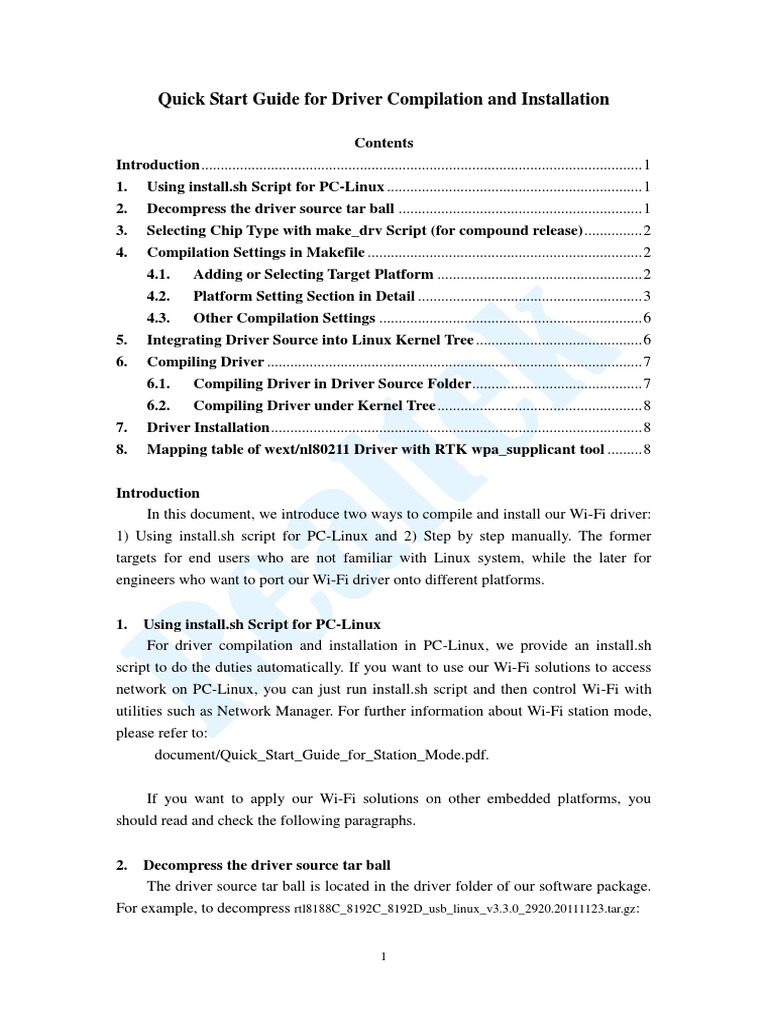 Quick Start Guide For Driver Compilation and Installation | PDF ...