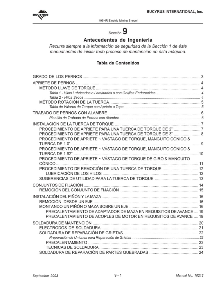 Antecedentes Ingenieria Bucyrus 495hr | PDF | Tornillo | Soldadura