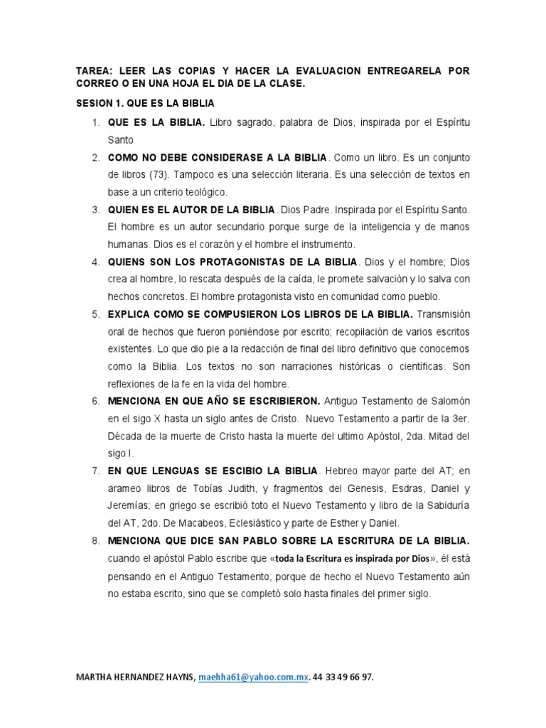 Tarea Ses 1 Introdc. Sgdas. Escrit Ene Feb | PDF | Biblia | Libro del éxodo