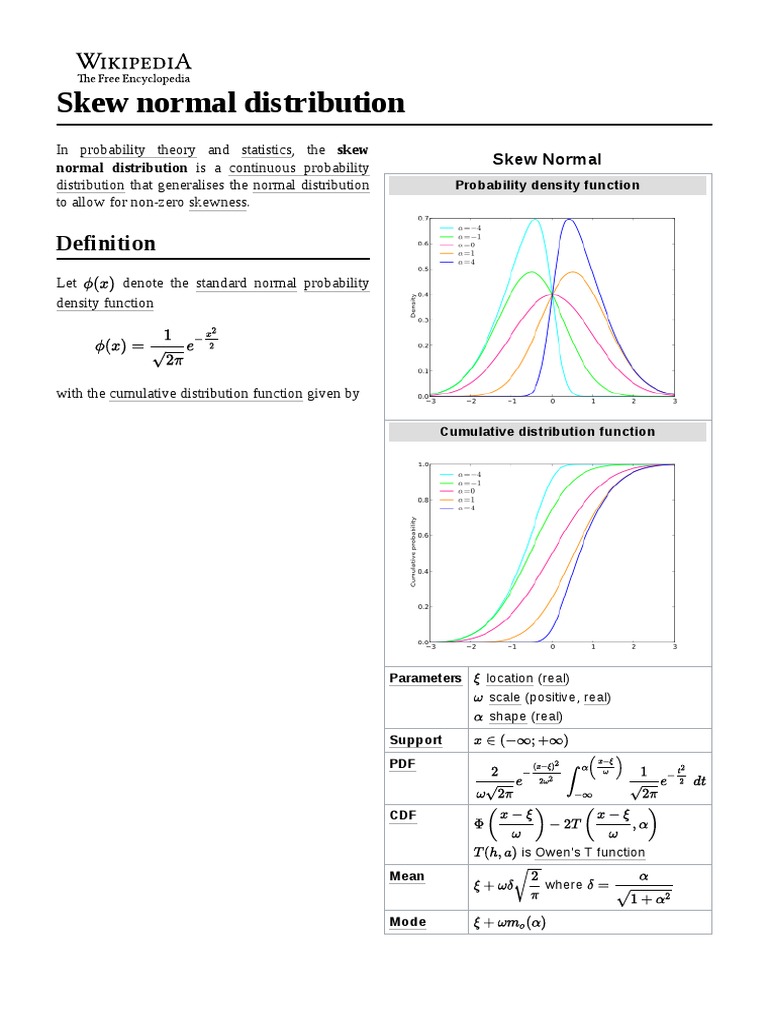 Skew Normal Distribution | PDF | Normal Distribution | Probability Distribution