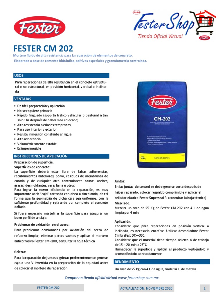 Fester CM 202 | PDF | Hormigón | Ingeniería de Edificación