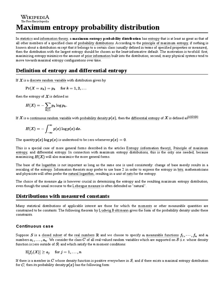 Maximum Entropy Probability Distribution | PDF | Applied Mathematics | Mathematics