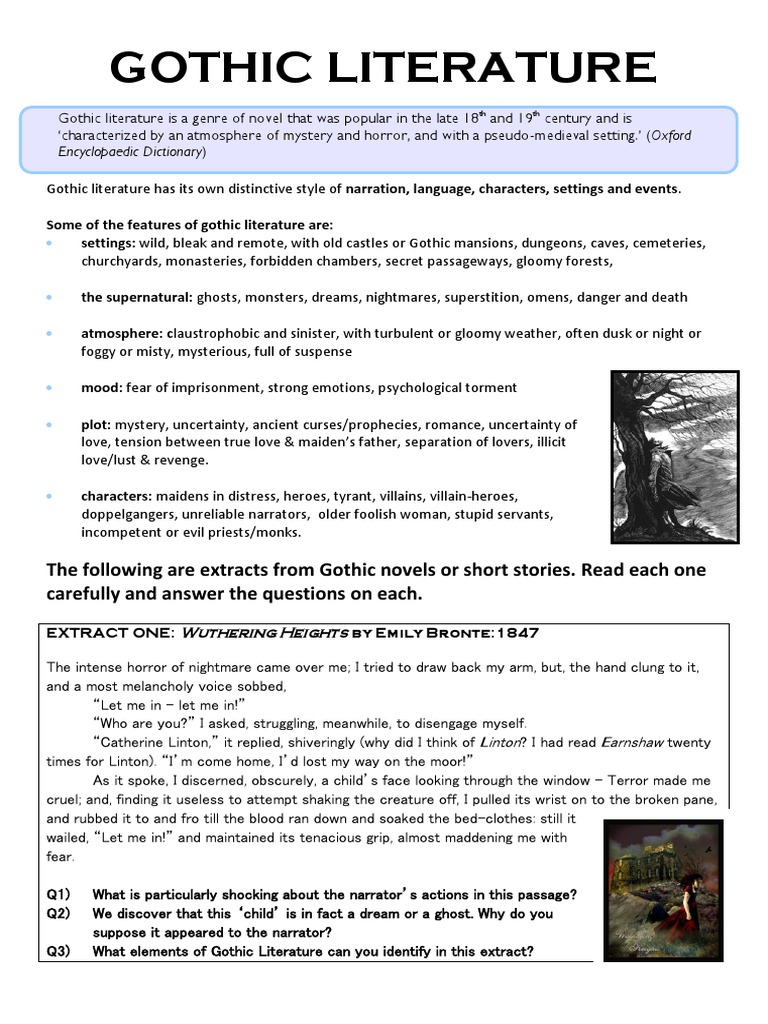 Gothic Extracts and Questions Y8 | PDF | Gothic Fiction | Frankenstein
