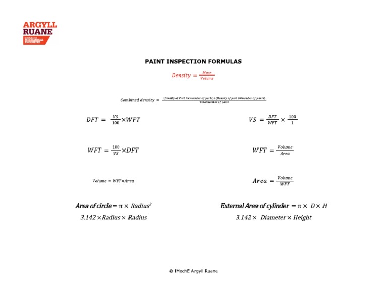8. EXERCISE PAINT INSPECTION FORMULAS FOR PAINT LEVEL 1 AND 2 | PDF